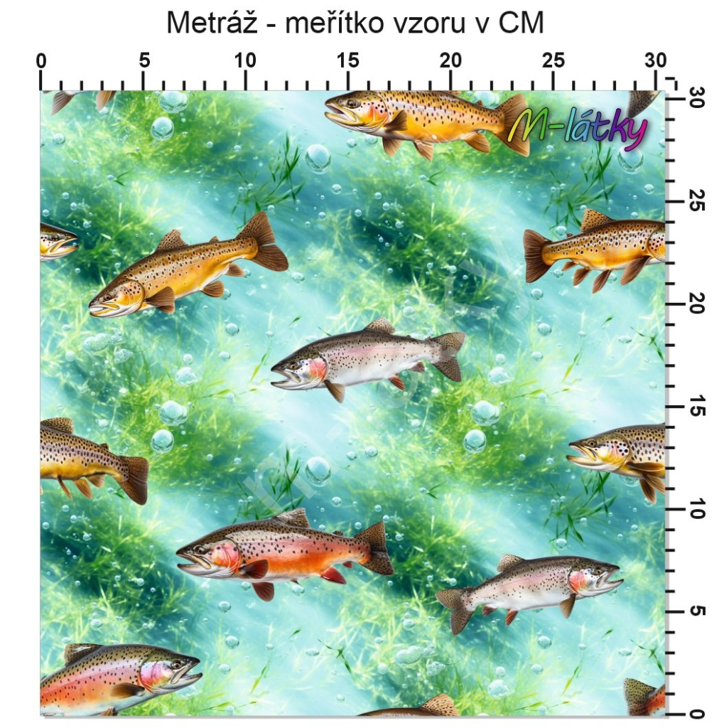 OB Metráž pstruh (ryby) Roma náš tisk na objednávku – výběr z materiálů ...