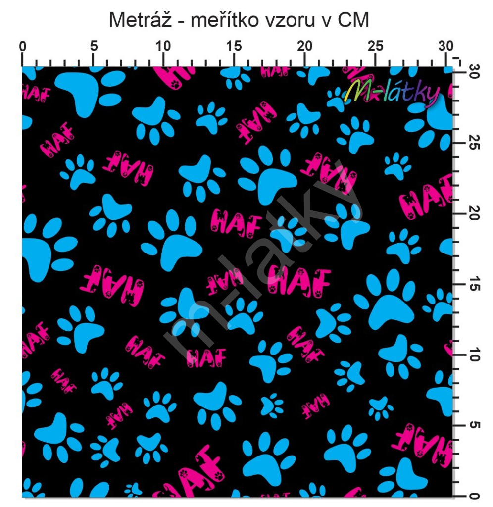 OB Metráž tlapky haf Elastický popelín náš tisk na objednávku – výběr z ...