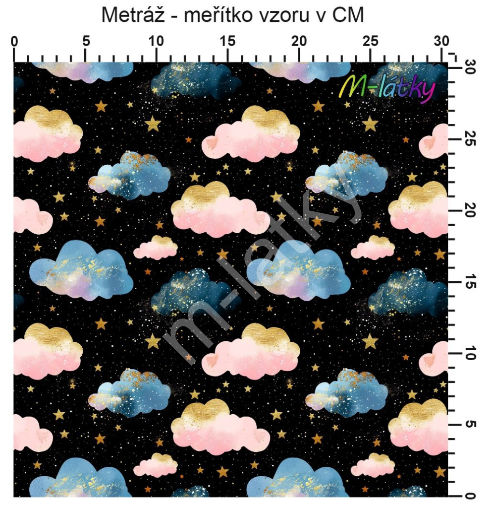 OB Metráž Nebe - oblaka náš tisk na objednávku – výběr z materiálů ;| m ...