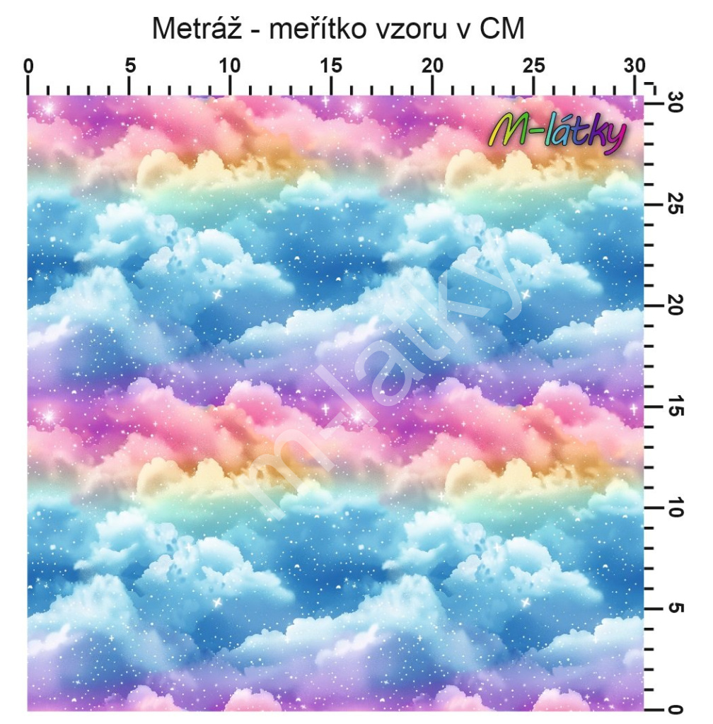 OB Metráž Nebe - oblaka náš tisk na objednávku – výběr z materiálů ;| m ...