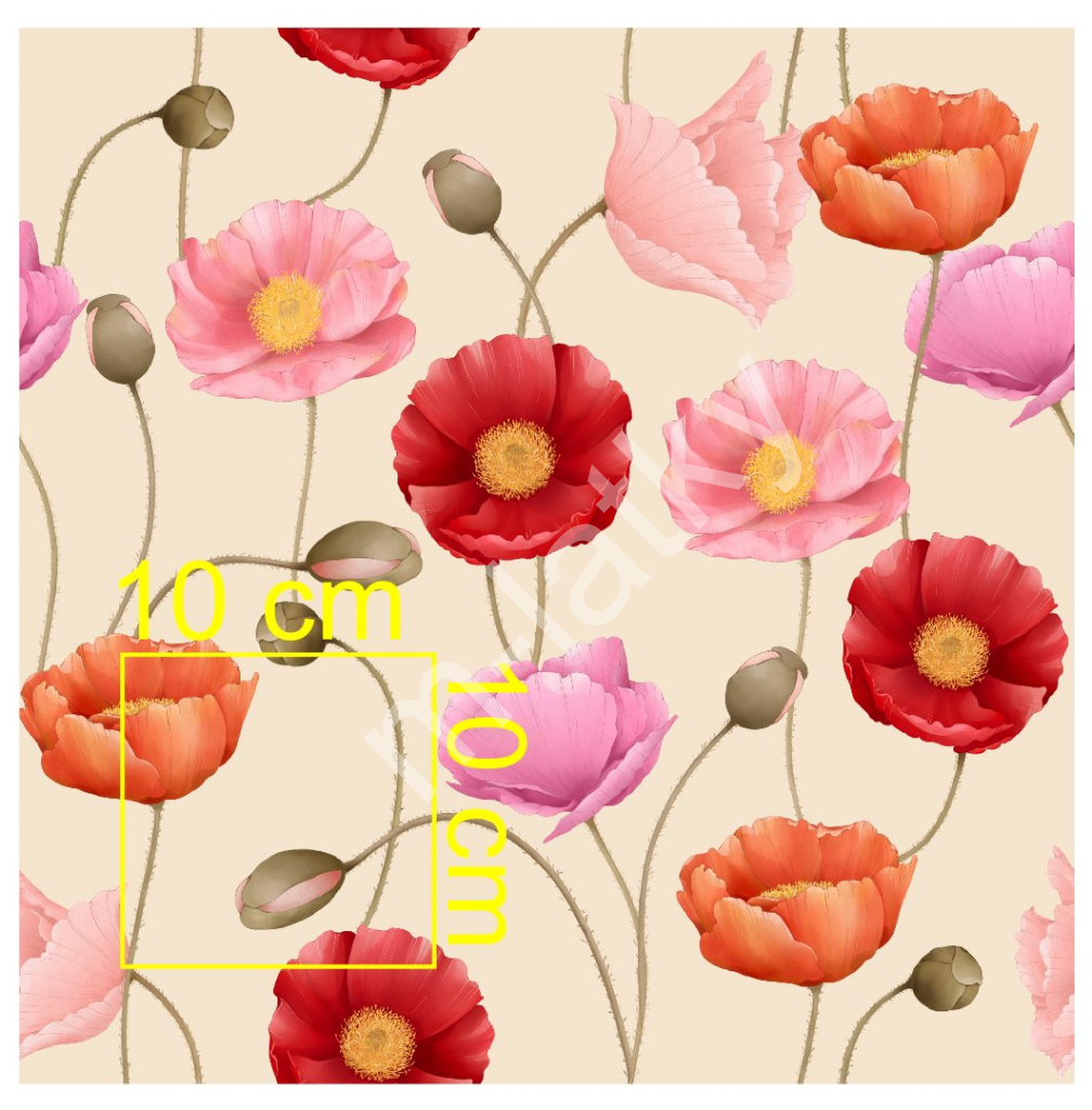 OB Metráž vlčí máky Teplákovina s počesem 3030002 náš tisk na ...