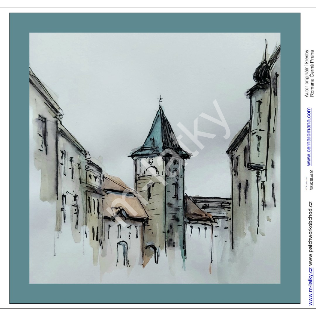 OB C - Panel k ušití polštář - Domy - autor originálu kresby Romana ...