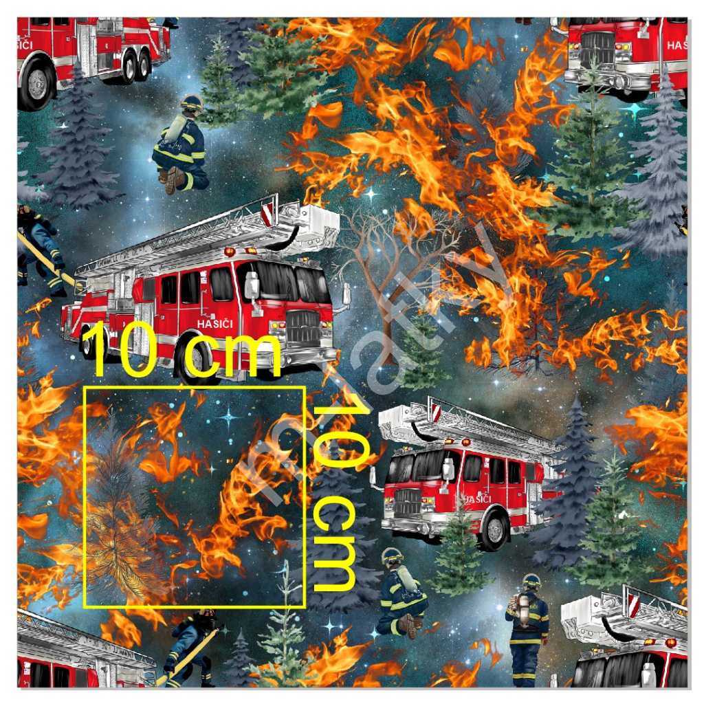 OB Hasiči, plameny - autorsky vzor Mikrovlákno náš tisk na objednávku ...
