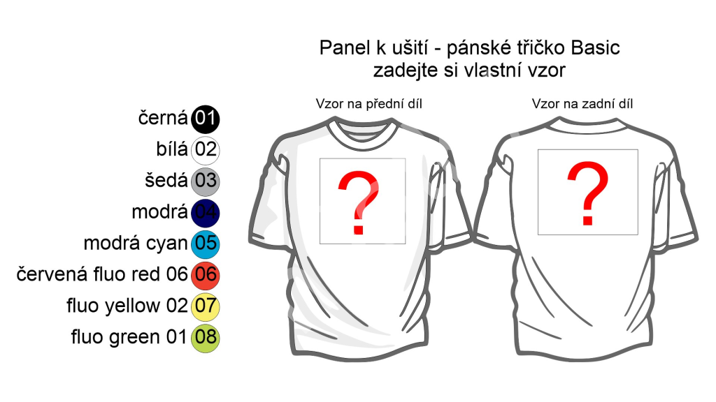 OB K - Panel k ušití - pánské tričko BASIC - Zadej vlastní vzor Funkční ...