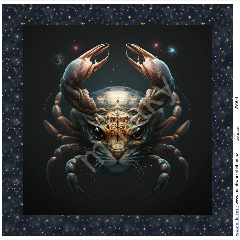 OB Panel k ušití polštář - Cat Zodiac - Rak (znamení zvěrokruhu ...