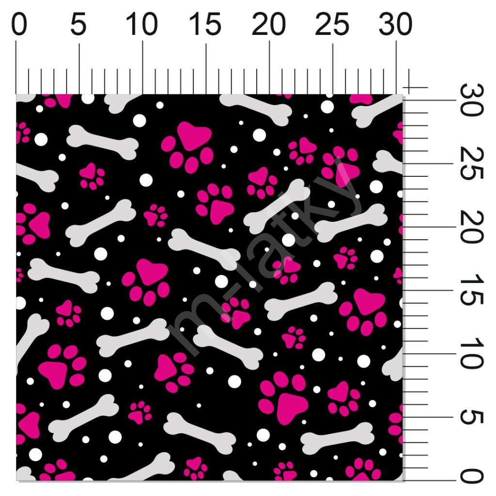 OB Metráž tlapky a kosti Funkční úplet 30300015 náš tisk na objednávku ...