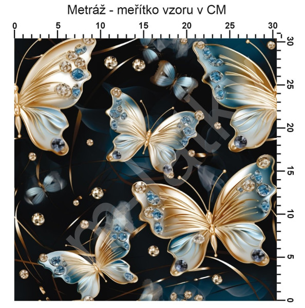 OB Metráž Motýli s drahokamy náš tisk na objednávku – výběr z materiálů ...