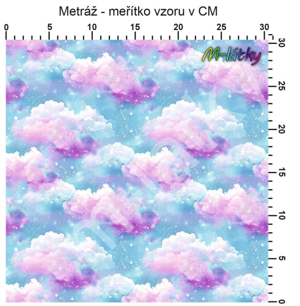 OB Metráž Nebe - oblaka Funkční úplet Top Legins 30300004 náš tisk na ...