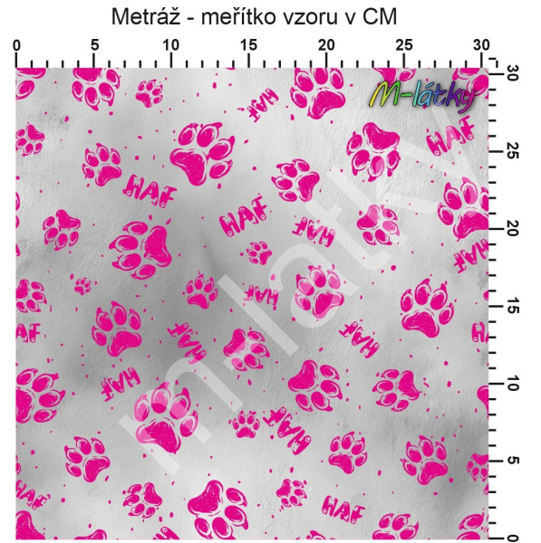 OB Metráž psí tlapky náš tisk na objednávku – výběr z materiálů ;| m ...