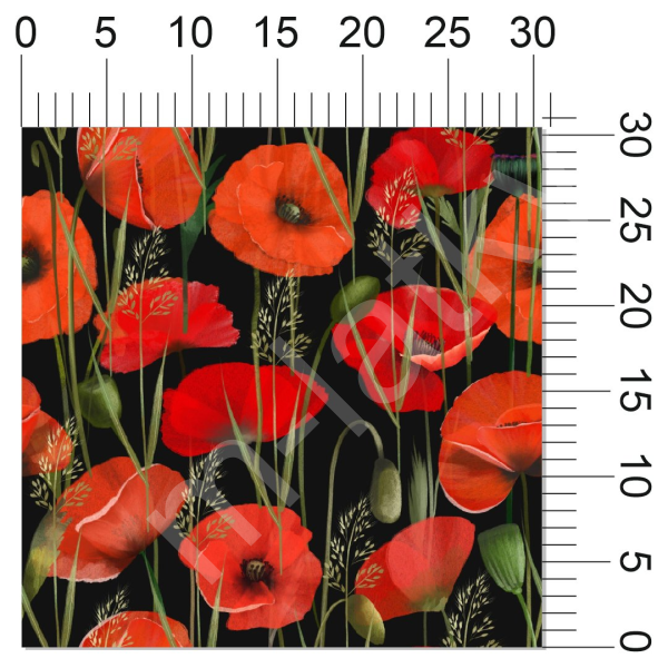 OB Metráž vlčí máky Funkční úplet 30300015 náš tisk na objednávku ...