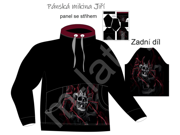 OB F - Panel - pánská mikina Jiří - lebka - pavouk Teplákovina s počesem 3030002 44 Panel k ...